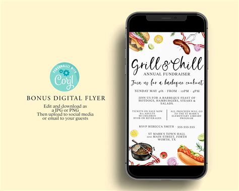 Editable BBQ Fundraiser Flyer Template DIY Barbeque Sale Event Poster