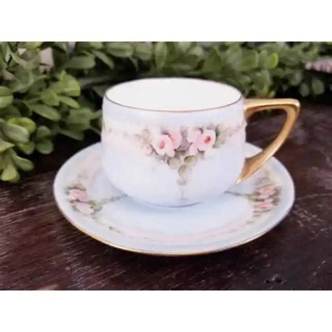 ANTIQUE PETITE ROSENTHAL Pink Selb Bavaria Donatello Gilded Teacup