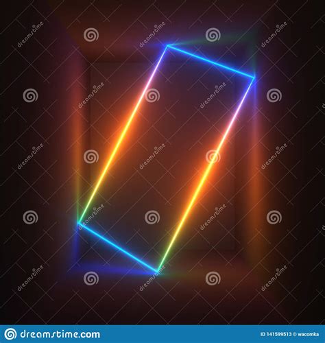 3d Rendem As Luzes De Néon Espectro Do Arco íris Mostra Do Laser
