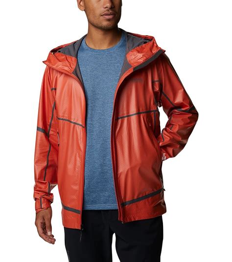 Mens Outdry Extreme Mesh Hooded Shell Rain Jacket Red Quartz Columbia