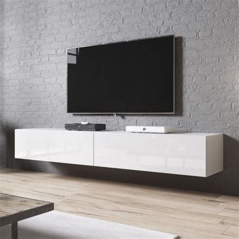 Wisząca szafka RTV SKID 200 cm biały połysk High Glossy Furniture