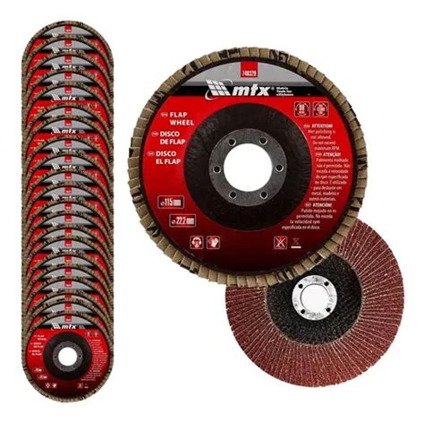Kit Disco De Lixa Flap 4 1 2 Pol 50 Uni Grana 60 Mtx Cor Vermelho