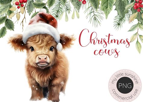 Highland Cow Christmas Clipart Png Nursery Print Highland Cow Winter