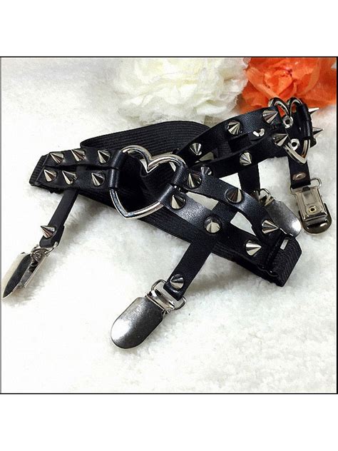 Punk Heart Shaped Leather Rivet Leg Ring