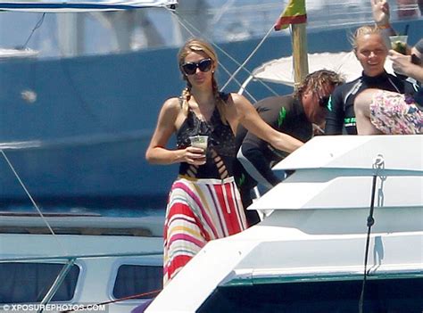 Paris Hilton Flashes Peachy Posterior In Racy Black Swimsuit In Ibiza Daily Mail Online