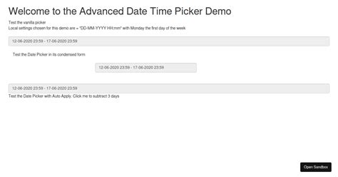 Advanced Date Time Picker React Codesandbox