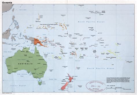 Mapa grande política detallada de Oceanía con las principales ciudades