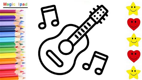 Como dibujar una GUITARRA ESPAÑOLA dibujos para niños How to draw