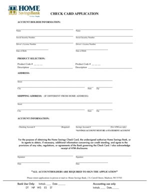Fillable Online Check Card Application Fax Email Print PdfFiller