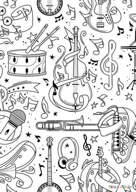 Coloriage Sur La Musique Gratuit Imprimer Avec T Te Modeler