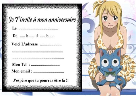 D Tails Sur Cartes Invitation Anniversaire Fairy Tail Manga