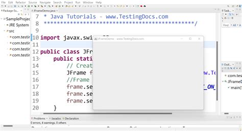 Create A Swing Frame Window Testingdocs