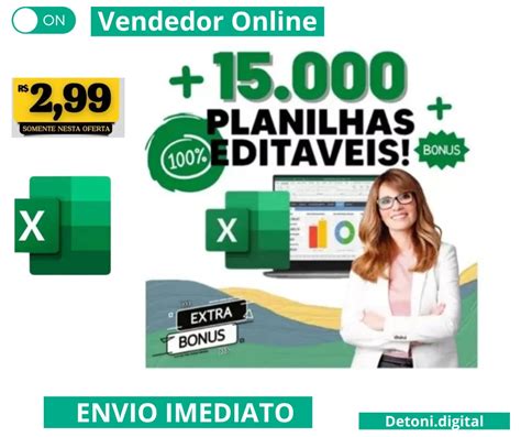 Super Pack 15 000 Planilhas Prontas Editáveis Brinde Outros DFG