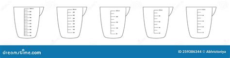 Set Of Measuring Cups With 1 Liter 500 250 100 And 50 Ml Fluid