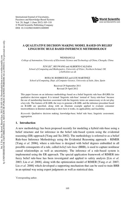 pdf a qualitative decision making model based on belief linguistic rule based inference