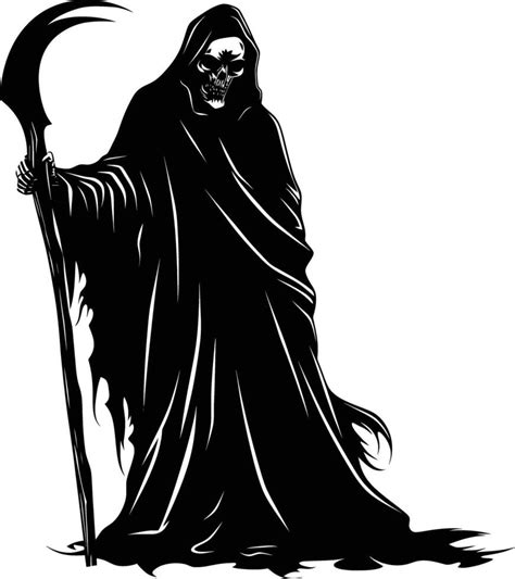 AI Generated Silhouette Grim Reaper Black Color Only Full Body Body