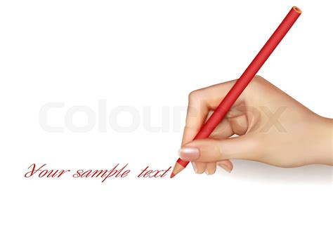 Hand With Pen Writing On Paper Vector Illustration Stock Vector