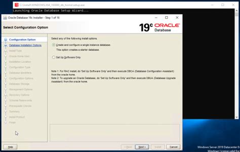 oracle database 19c installation