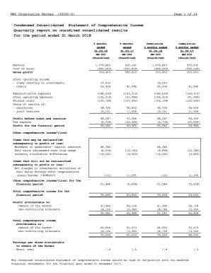Fillable Online Condensed Consolidated Statement Of Comprehensive