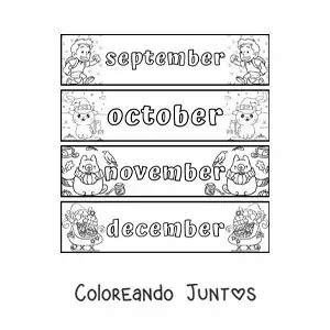 30 Dibujos de Los Meses del Año en inglés para Colorear Gratis
