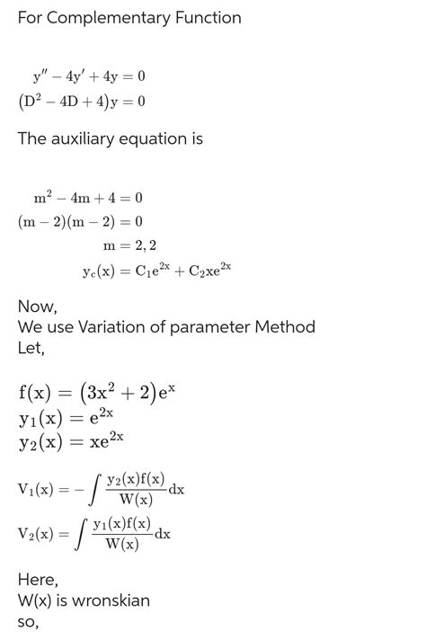Solved Question Use The Method Of Variation Of Parameters