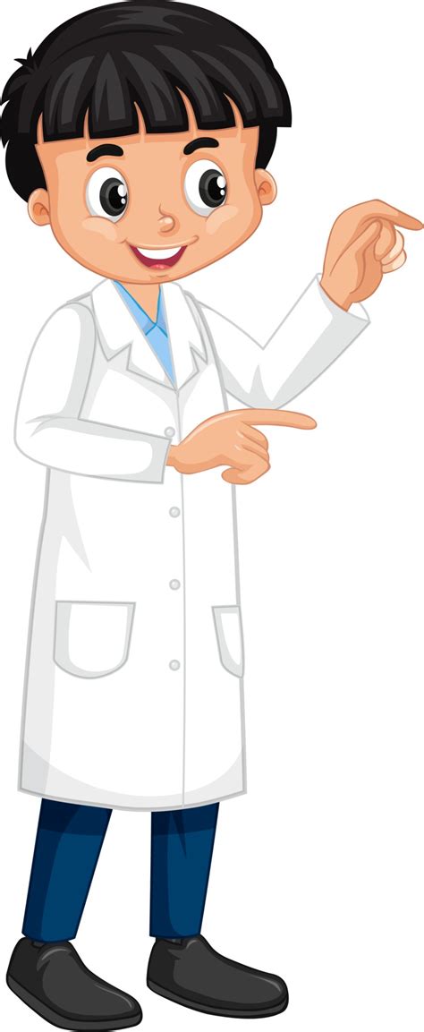 un personaje de dibujos animados de niño con bata de laboratorio