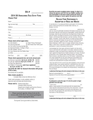 Fillable Online Hes Chhs Colostate K Homecoming R Ace Entry Form