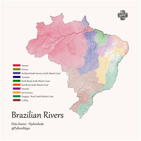 Python Maps On Twitter Rt Pythonmaps Brazilian Rivers This Map