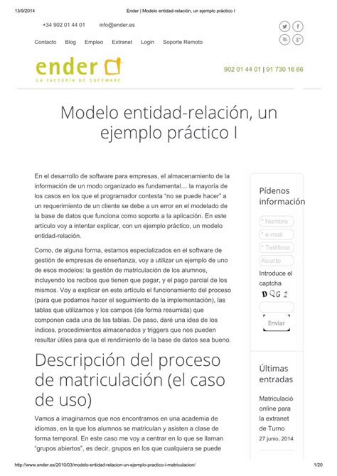PDF Modelo entidad relación un ejemplo práctico I partir de aquí