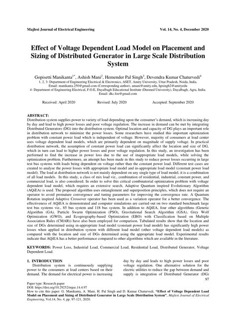 pdf effect of voltage dependent load model on placement and sizing of distributed generator in