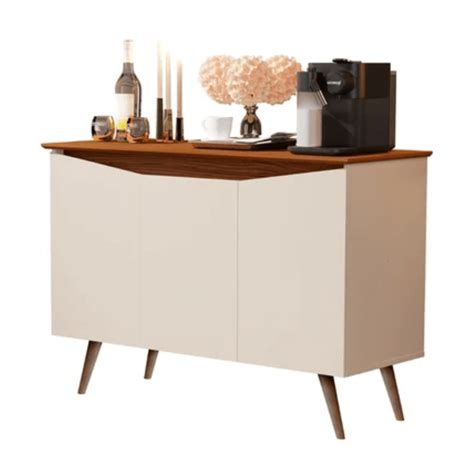 Aparador Buffet Encanto 3 Portas Retrô OffWhite Freijó Rede Móveis