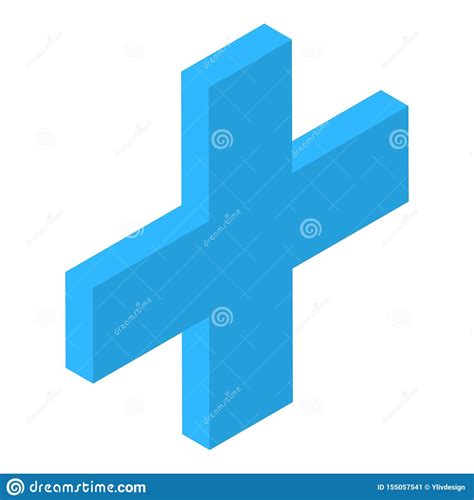 Azul Mais O cone Do Sinal Estilo Isom trico Ilustração do Vetor