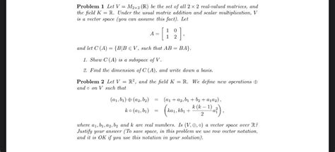 solved problem 1 let v m2x2 r be the set of all 2 x 2
