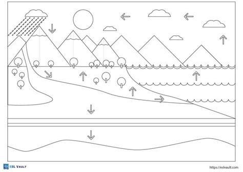 Free Water Cycle Coloring Pages And Diagrams Esl Vault