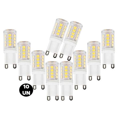 Kit 10 Lâmpadas LED 5W G9 Bivolt Branco Frio 6000K Para Lustres