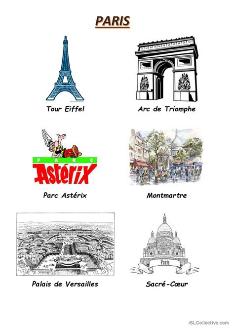 Paris dictionnaire visuel ou tâch Français FLE fiches pedagogiques