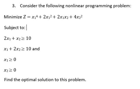 solved 3 consider the following nonlinear programming