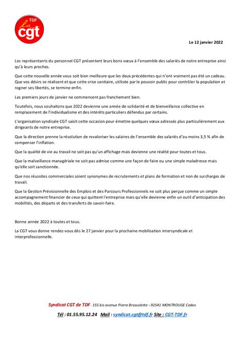 Lire la déclaration CGT au CSE du 12 janvier 2022 Cgt tdf fr
