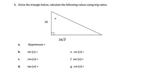 solved 1 given the triangle below calculate the following