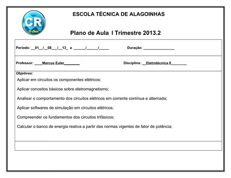 Plano De Aula Trimestral 1 PPT