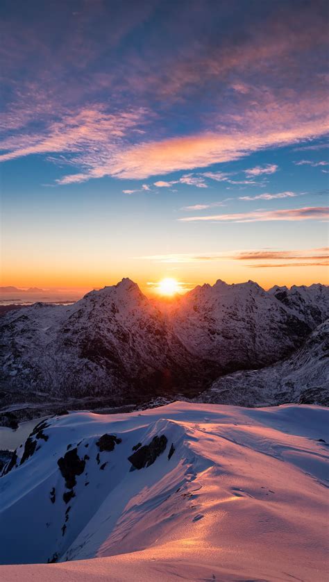 Atardecer en las montañas nevadas Fondo de pantalla 5k HD ID 7588