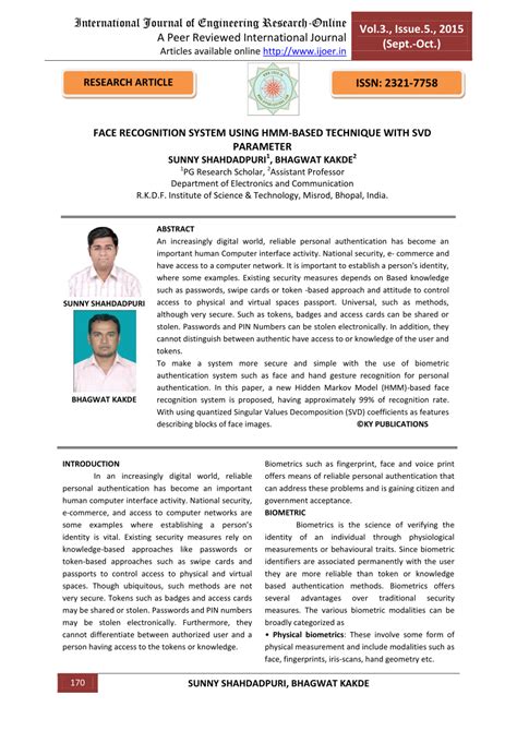 pdf face recognition system using hmm based technique with svd parameter 2015