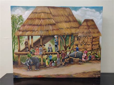 Oil Painting Bahay Kubo Hobbies Toys Stationary Craft Art