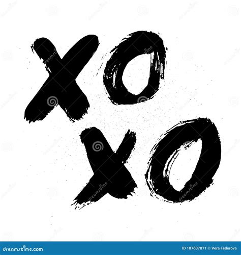 XOXO Hand Written Phrase Hugs And Kisses Sign Grunge Brush Lettering