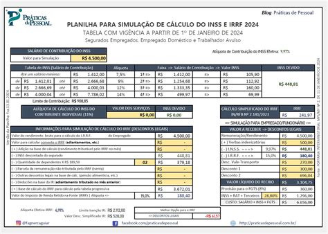 Inss E Irrf Planilha Para Simula O De C Lculo Pr Ticas De Pessoal