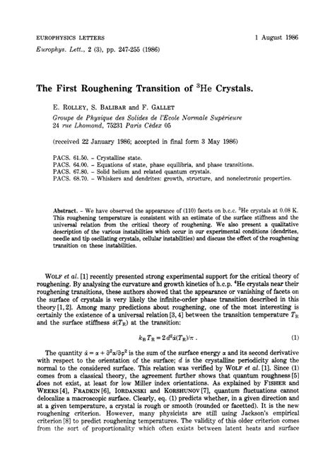 pdf the first roughening transition of 3he crystals