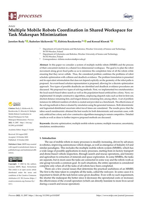 pdf multiple mobile robots coordination in shared workspace for task makespan minimization