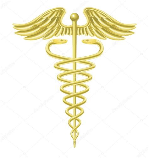 Símbolo médico del caduceo oro Vector de stock 6578857 Depositphotos