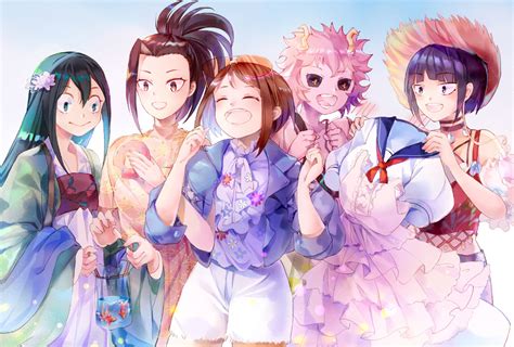 Jirou Kyouka Ashido Mina Mina Ashido Hagakure Tooru Uraraka