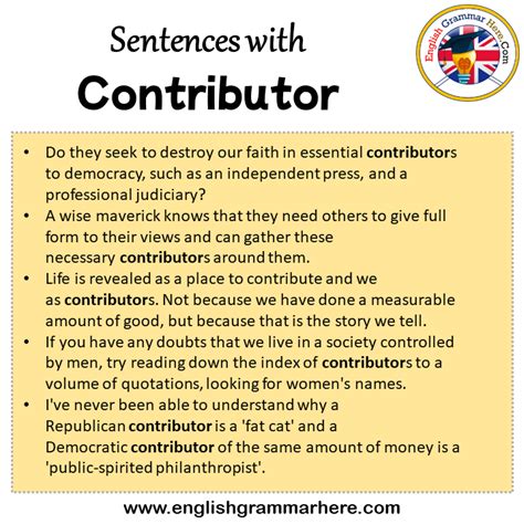 Sentences With Contributor Contributor In A Sentence In English